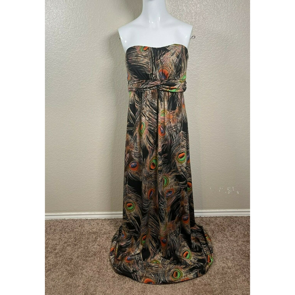 Poetry | Dresses | Poetry Womens Multicolored Peacock Maxi Dress Medium ...